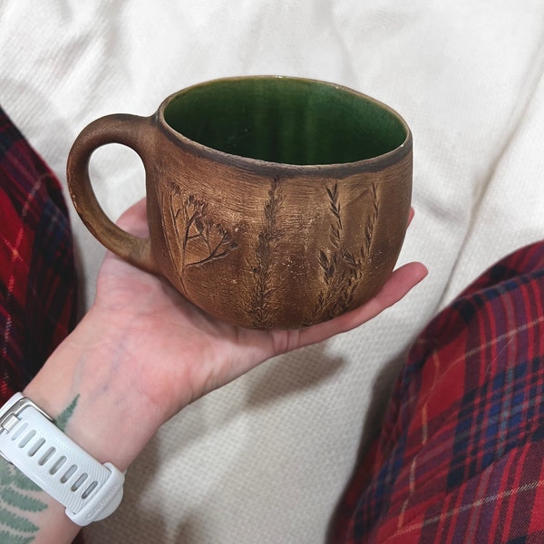 Handmade Ceramic Botanical Mug || Pottery Mug Handmade Nature Ceramic ...