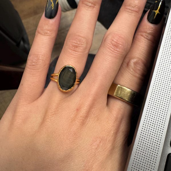 Natural Smoky Quartz Gold Ring,brown Crystals Ring, Bezel Set Smoky ...