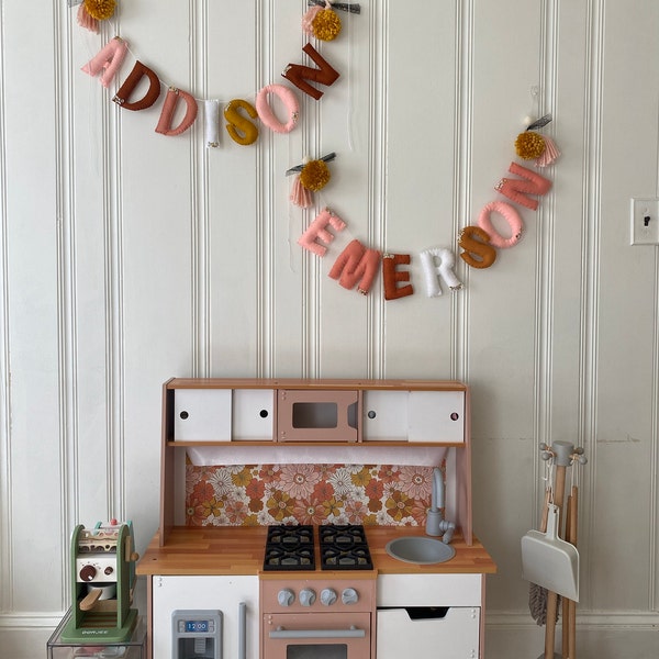 Large Felt Name Garland//pompom Garland•felt Banner•walldecor•party ...