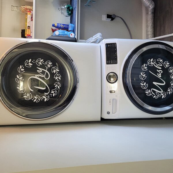 Laundry Room Decor "wash" "dry" Vinyl Decals, Washing Machines and ...