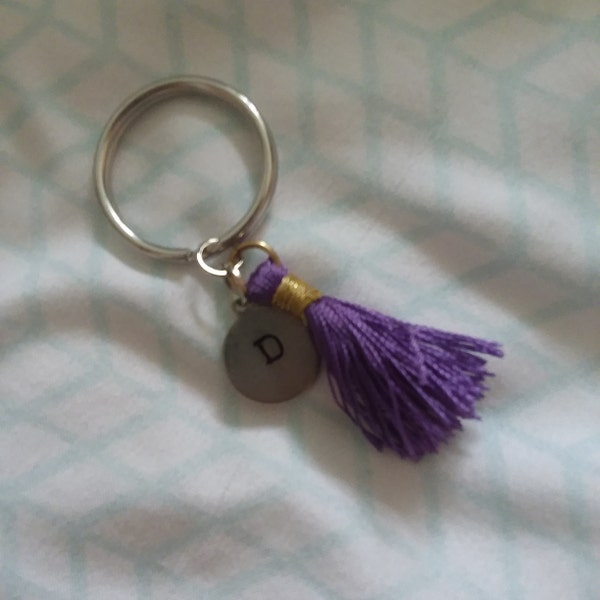 Customized Stamped Letter Keychain With Tassel | Personalized Metal ...