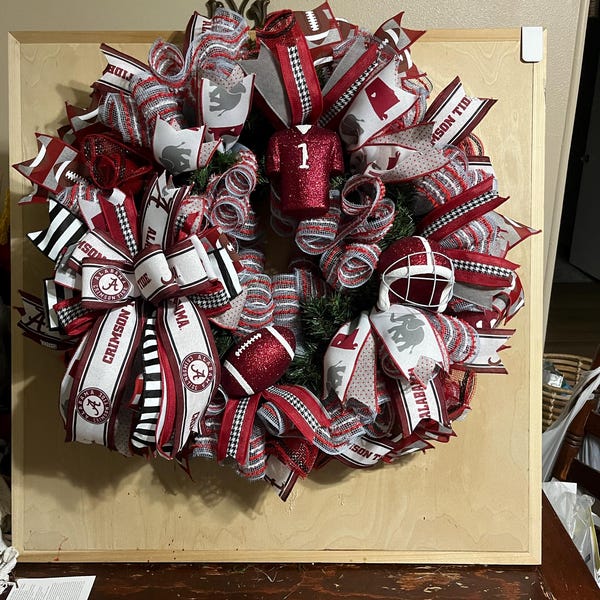 Alabama Ribbon, Elephant Ribbon, Crimson Tide Ribbon, Red Ribbon, White ...