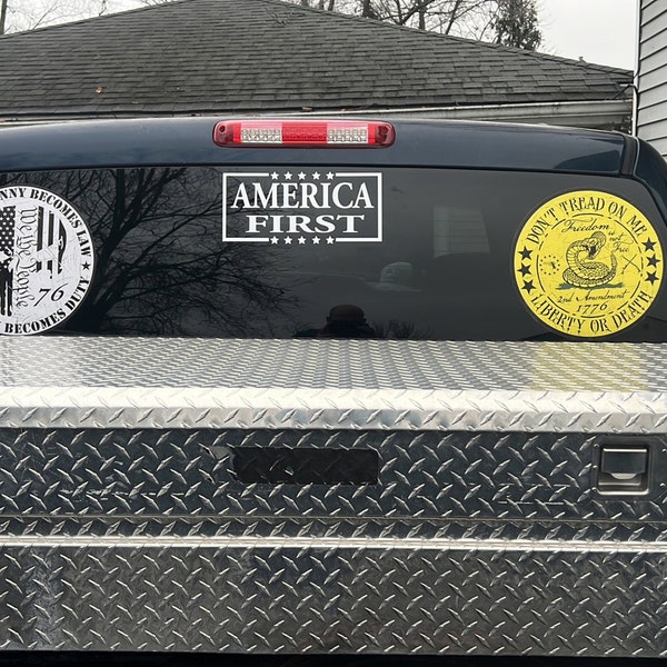 America First Patriotic Die Cut Decal Laptop Truck Car Bumper Sticker ...