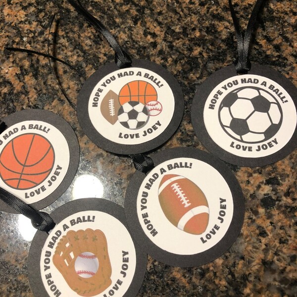 Sports Party Favor Tags, Sports Party Decorations, Sports Tags, Set of ...