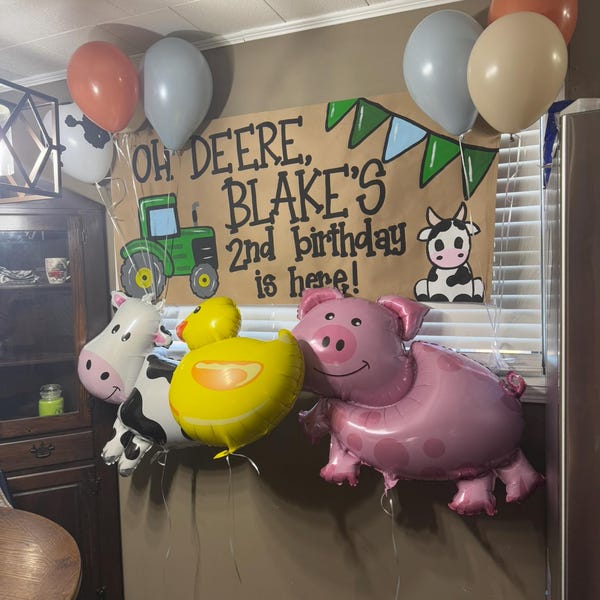 Farm Animal Balloons - Barnyard Birthday, Cow Birthday Party Decor ...