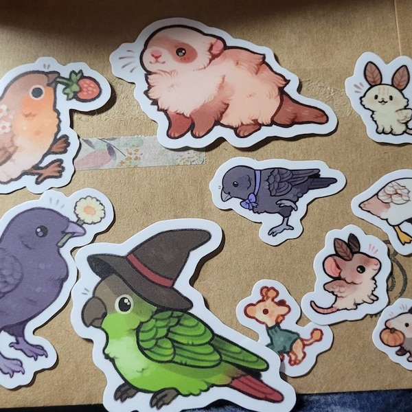 Flower Crow Sticker / Cute Animal Sticker / Waterproof Laptop Sticker ...