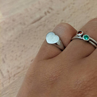 925 Sterling Silver Baby, Children, Girls, Kids Plain Heart Signet ...