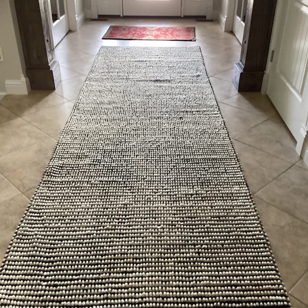 Handwoven Wool Rug Runner, Black White Wool Runner Rug, Entryway ...