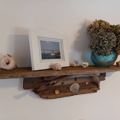 Rhode Island Driftwood Floating Shelf, Handcrafted Atlantic Ocean ...
