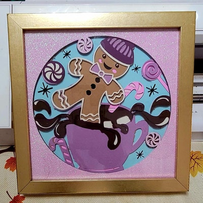 Gingerbread Shadow Box Svg, Shadow Box Svg, Christmas Shadow Box Svg ...