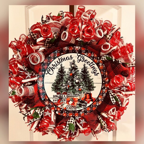 Christmas Greetings Sign Christmas Trees Christmas Presents Snowflakes ...