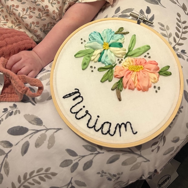 Baby Birth Announcement Embroidery. Personalized Nursery Sign. Newborn ...