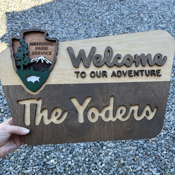 National Park Welcome Sign - NPS Inspired Family Name Sign, Nursery ...