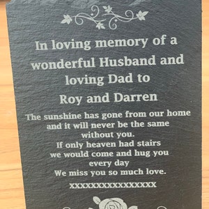 Natural Slate Memorial Headstone With Scroll and Rose Design 3 Sizes ...