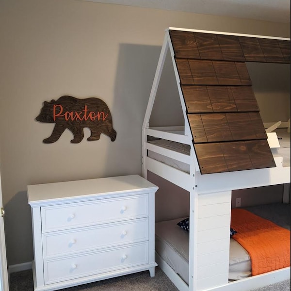 Bear Shaped Name Sign | Woodland Nursery Decor | Bear Name Sign ...