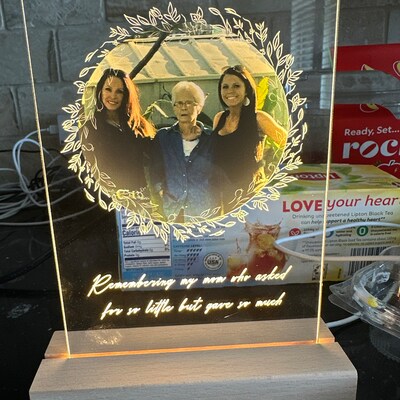 Custom Personalized LED Wood Stand Light in Loving Memory Condolence ...