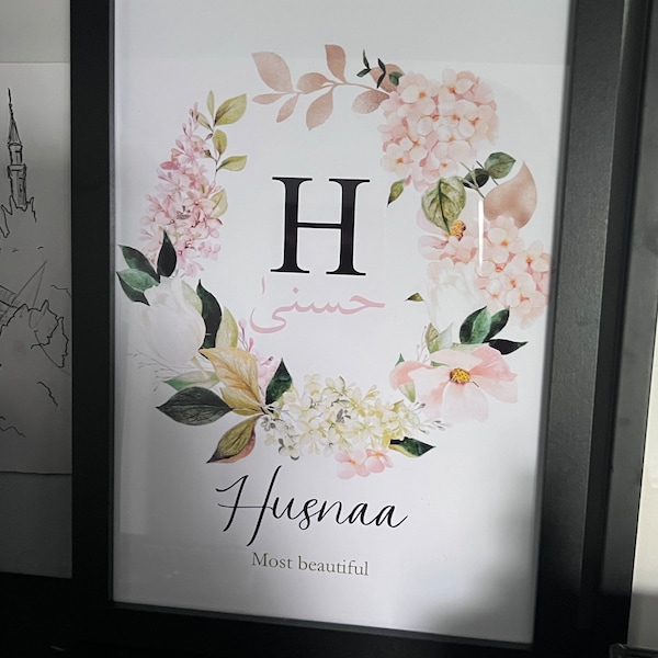 Personalised Islamic Frame, Islamic Name Print, Muslim Baby Frame ...