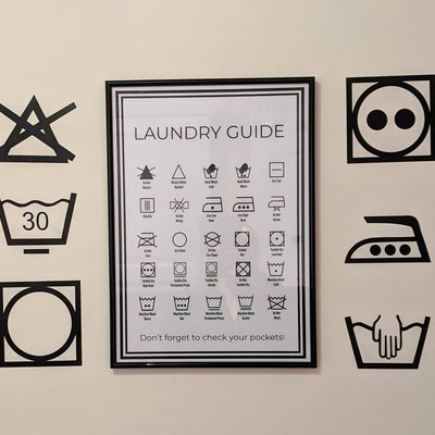 Laundry Tags Wall Decals, Set of 5 Laundry Tag Stickers, Choose 5 ...