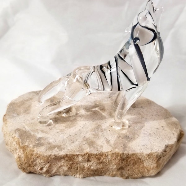 Howling Wolf Handblown Glass Sculpture - Etsy