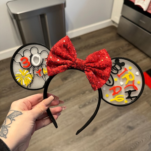 Custom Age Birthday Mickey Ears - Personalized 21st 30th 40th 50th ...
