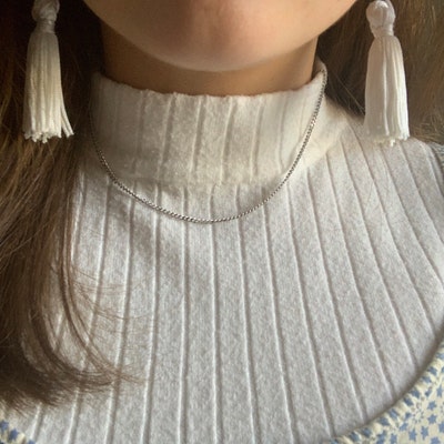 Dainty Silver Necklace, Stainless Steel, 2mm Curb Chain, Thin Silver ...