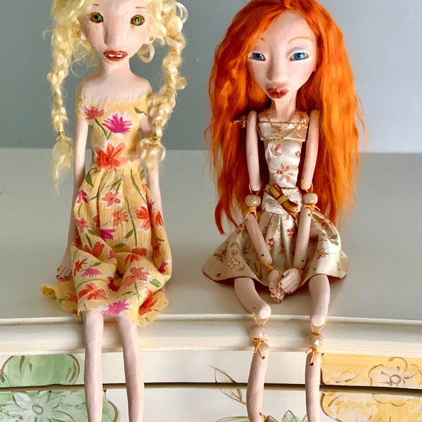 OOAK Art Doll, Sculpted Paper Clay Art Doll, Handmade Doll, Ginger Suri ...