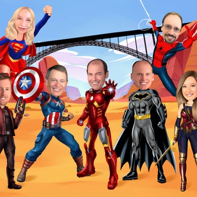 Personalised Cartoons for Company 19-20 Characters Superhero - Etsy