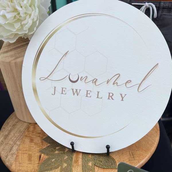 Small Business Booth Hanging Sign Your Actual Logo Round Creative Moon ...