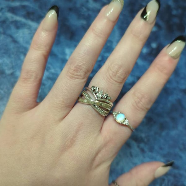 925 Sterling Solid Silver Infinity Ring With Blank Bezel and Zircon ...
