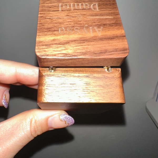 Wooden Triple Flip Ring Box, Custom Wedding Ring Box,engagement Ring ...