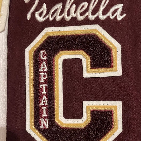 Custom / Personalized Chenille Varsity CAPTAIN Patch Personalized in ...