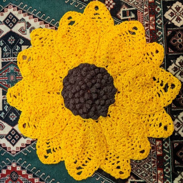Crochet Sunflower Rug (pattern) With Exclusive Video Tutorials - Etsy
