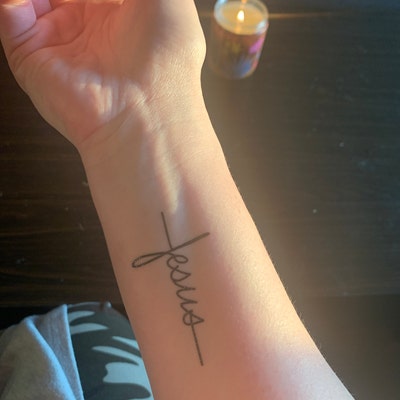 Jesus Script set of 2 Jesus Word Tattoo / Religious Tattoo / Christian ...