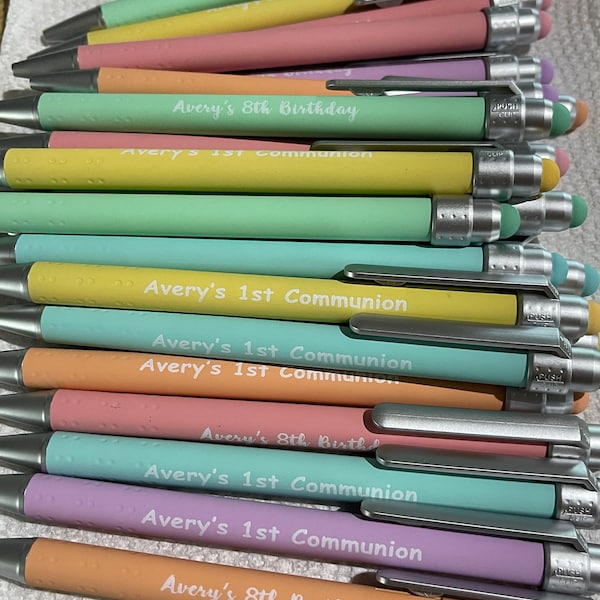 12 Custom Printed Pastel Bright Vibes Imprinted Pens Personalized ...
