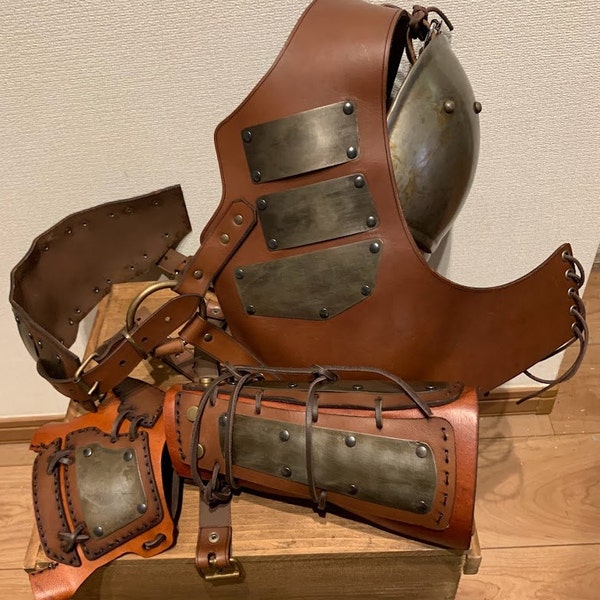 Samurai Iron Bracers Leather Armored Cosplay Accessory for LARP Post ...