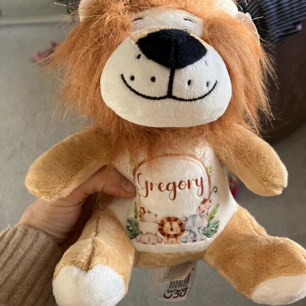 Personalised Teddy Bear Jungle Design Baby Gift for Boy or Girl Newborn ...