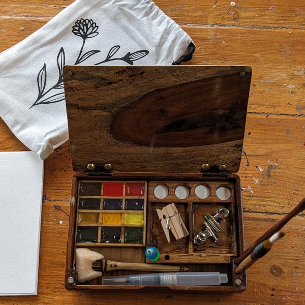 Handmade Wooden Pocket Gouache Paint Box - Etsy