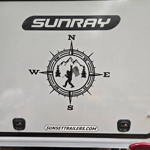 Campfire Compass Large RV Vinyl Decal - Compass Decal - Campfire ...