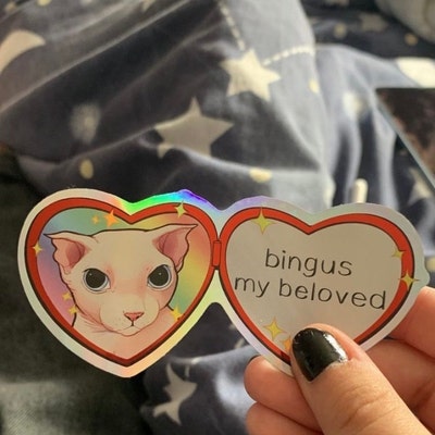 Bingus My Beloved Meme Cat Large Holographic Sticker - Etsy