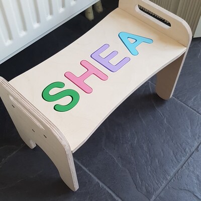 Custom Name Puzzle Stool Name Stool Wooden Stool Personalized Stool ...
