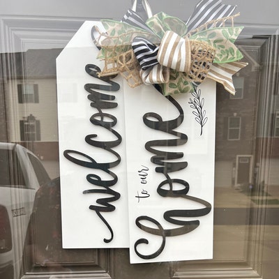 3D Lettering Front Door Decor Tag Door Hanger Front Door Wreath Welcome ...