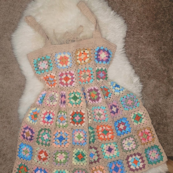 Glowbysely/ Dreamy Kelly Dress/ Crochet Granny Square / Colotful ...