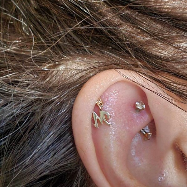 14K Gold Dragonfly Cartilage Piercing, Cute Animal Stud Earring ...