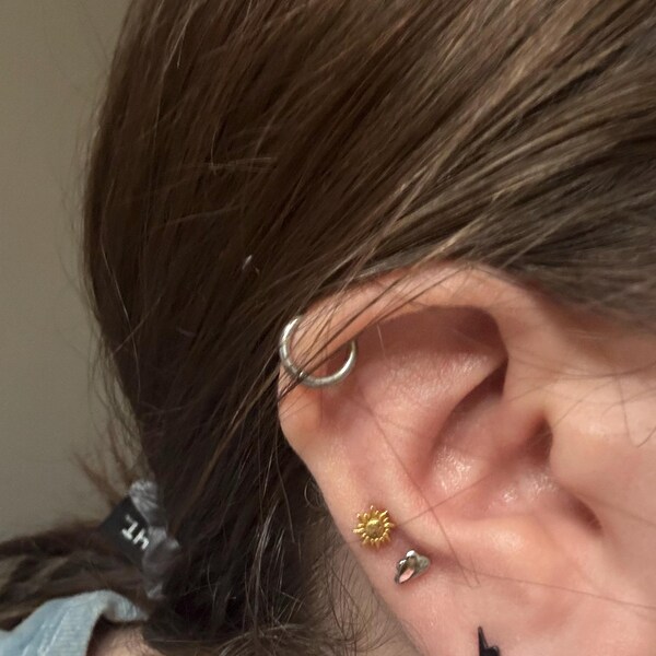 Tiny 8 Point Star Threadless Flat Back Earrings, 20,18,16ga, 5-10mm ...