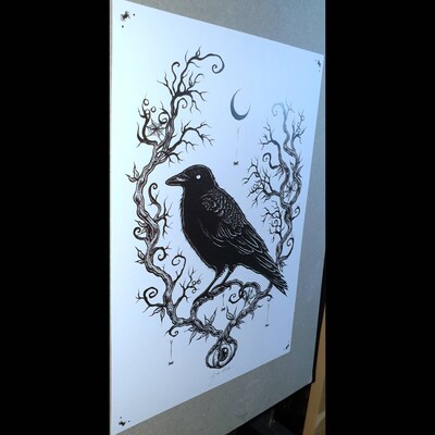 Crow Guardian A5 Art Print by Grace Moth 5.8 X 8.3 - Etsy