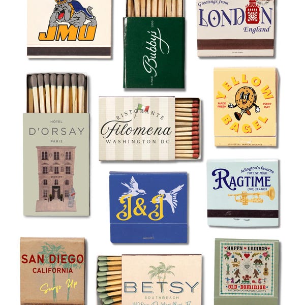 CUSTOM MATCHBOOK ART Personalized Digital Matchbox Gift Large Matches ...