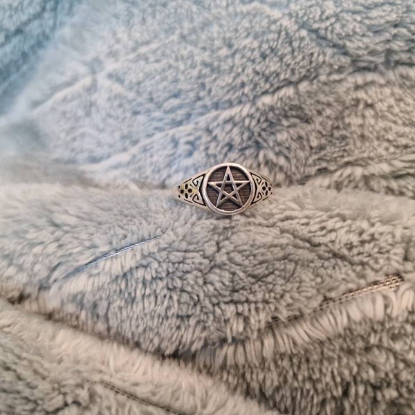 925 Sterling Silver Star Ring Small Pinky Ring Light Weight Pentacle ...