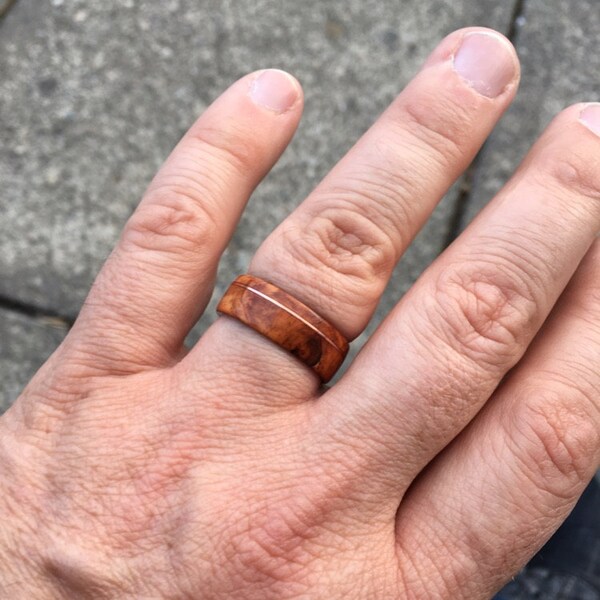 Bentwood Ring - "rarity" Amboyna Burl Wood Ring With Surgical Grade ...