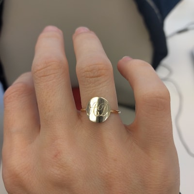 Large Solid Gold Engraved Initial Pendant Necklace Hand Engraved Made ...