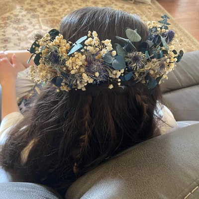 Real Dried Thistle Crown, Dried Eucalyptus and Preserved White Roses ...